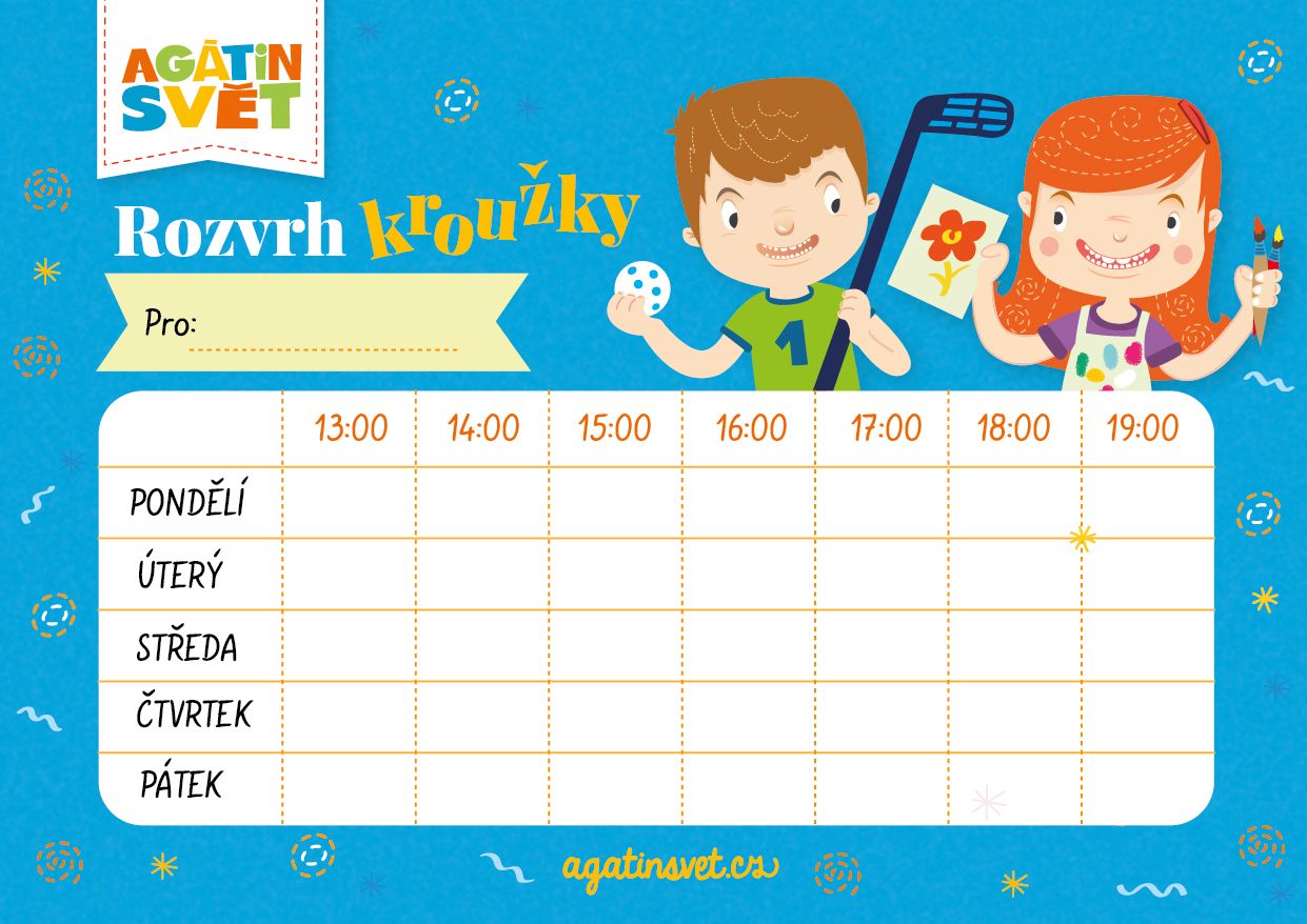 Stáhněte si zdarma: Rozvrh hodin a kroužků | Agátin svět